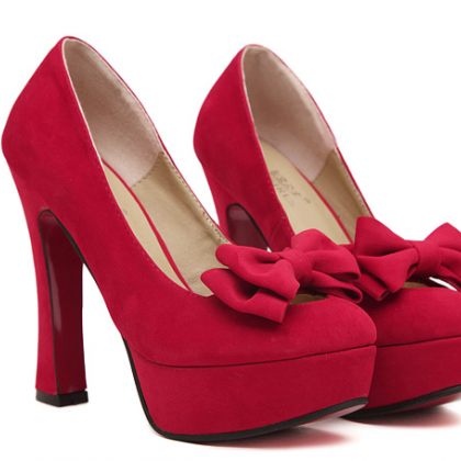 Red Bow Knot Design High Heel Pumps on Luulla