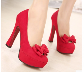 Red Bow Knot Design High Heel Pumps on Luulla