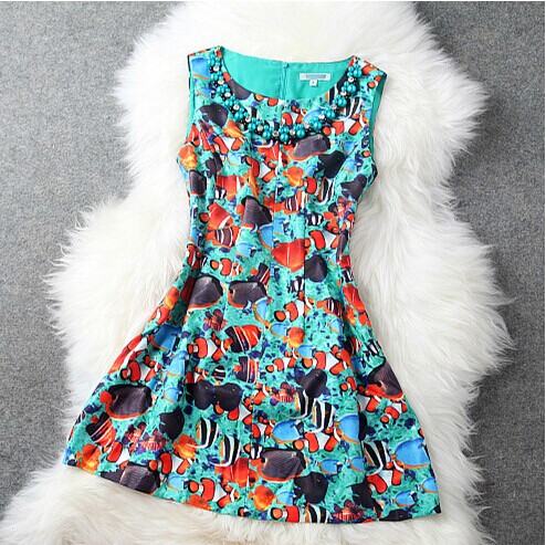 Retro Print Dress on Luulla