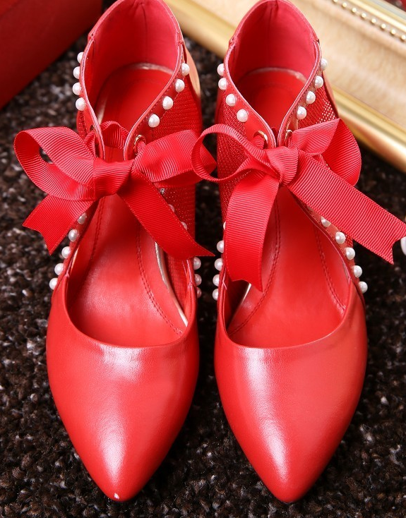 Delicate Pointed Bowknot Is Thick With Single Women's Shoes on Luulla